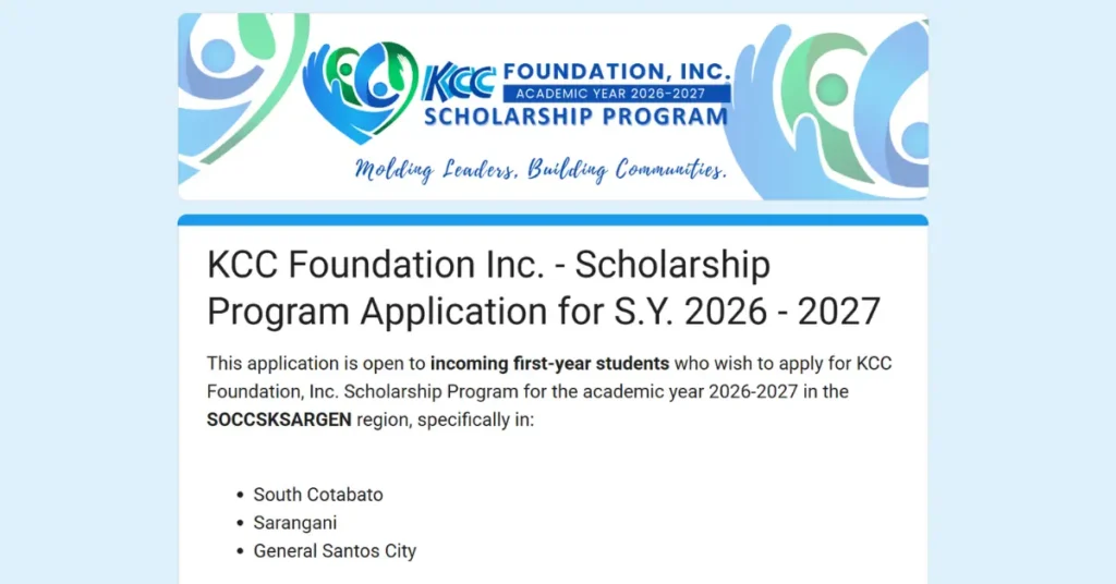 KCC Foundation Scholarship 2026–2027: Apply Now! - Iskolarships